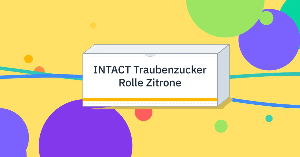 Symbolbild: Packung mit der Aufschrift INTACT Traubenzucker Rolle Zitrone (PZN 01321982) – Verfügbarkeit und Bezug in Apotheken in Frankfurt am Main
