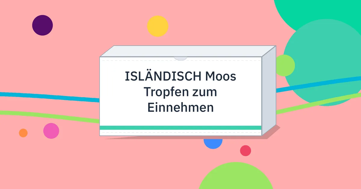 Symbolbild: Packung mit der Aufschrift ISLÄNDISCH Moos Tropfen zum Einnehmen (PZN 11366589) – Verfügbarkeit und Bezug in Apotheken in Frankfurt am Main