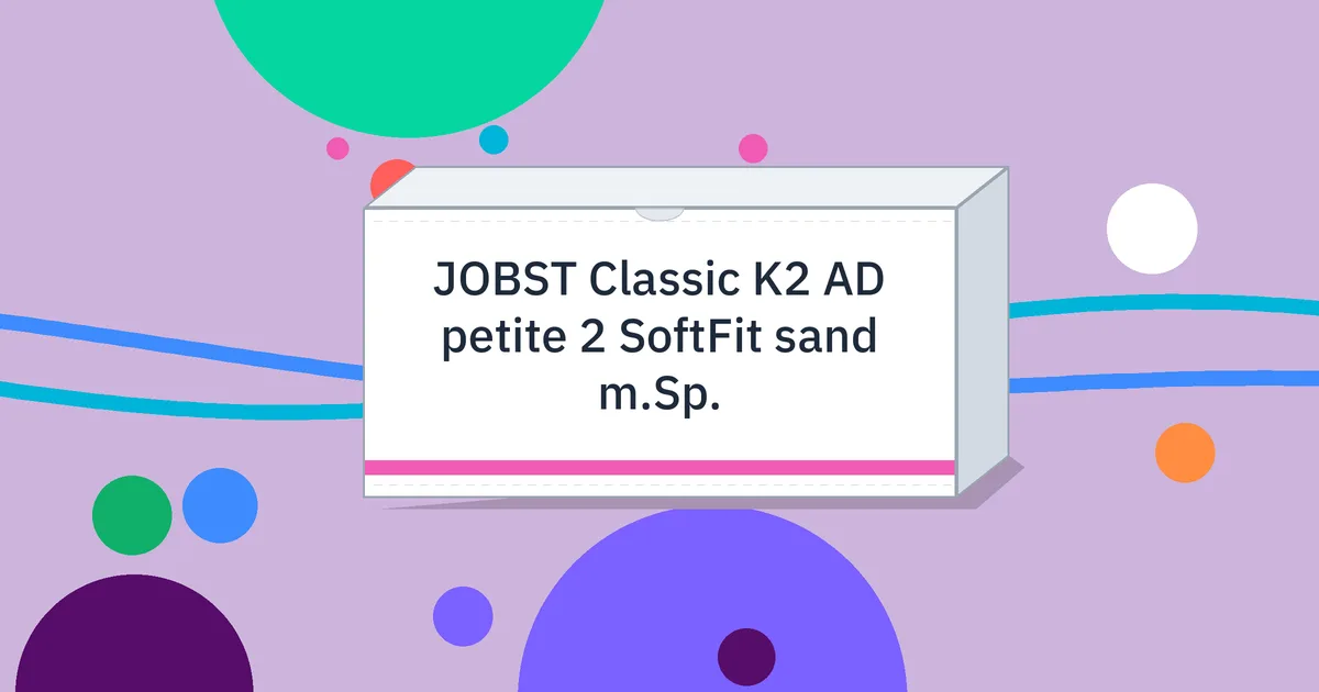 Symbolbild: Packung mit der Aufschrift JOBST Classic K2 AD petite 2 SoftFit sand m.Sp. (PZN 14222773) – Verfügbarkeit und Bezug in Apotheken in Frankfurt am Main