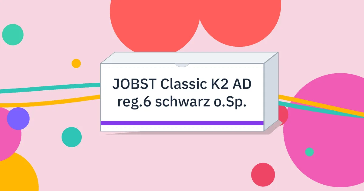 Symbolbild: Packung mit der Aufschrift JOBST Classic K2 AD reg.6 schwarz o.Sp. (PZN 11269308) – Verfügbarkeit und Bezug in Apotheken in Frankfurt am Main