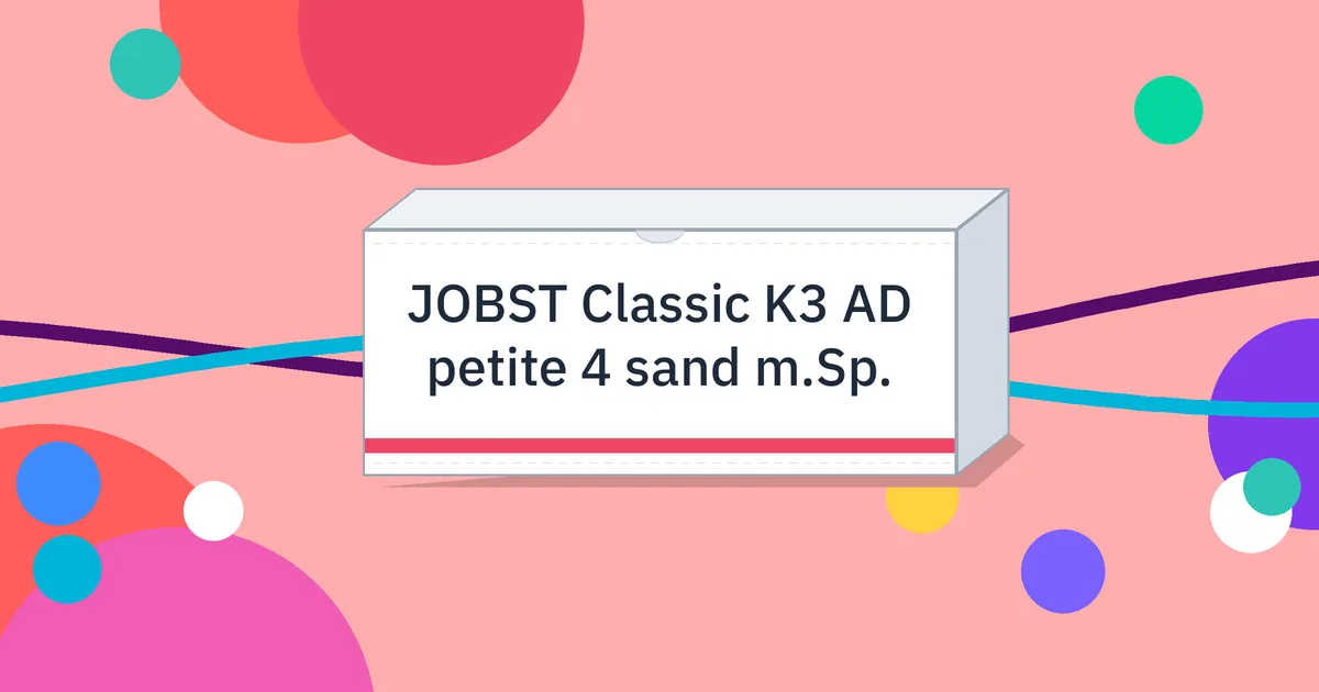 Symbolbild: Packung mit der Aufschrift JOBST Classic K3 AD petite 4 sand m.Sp. (PZN 13070108) – Verfügbarkeit und Bezug in Apotheken in Frankfurt am Main