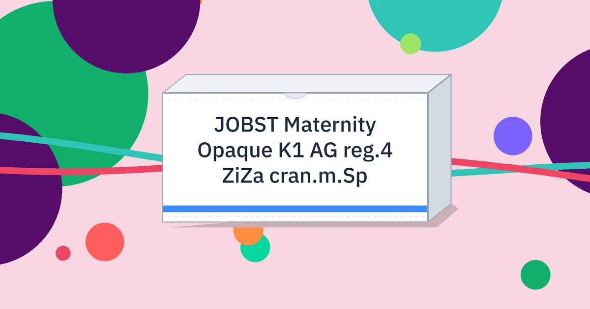 Symbolbild: Packung mit der Aufschrift JOBST Maternity Opaque K1 AG reg.4 ZiZa cran.m.Sp (PZN 15857025) – Verfügbarkeit und Bezug in Apotheken in Frankfurt am Main