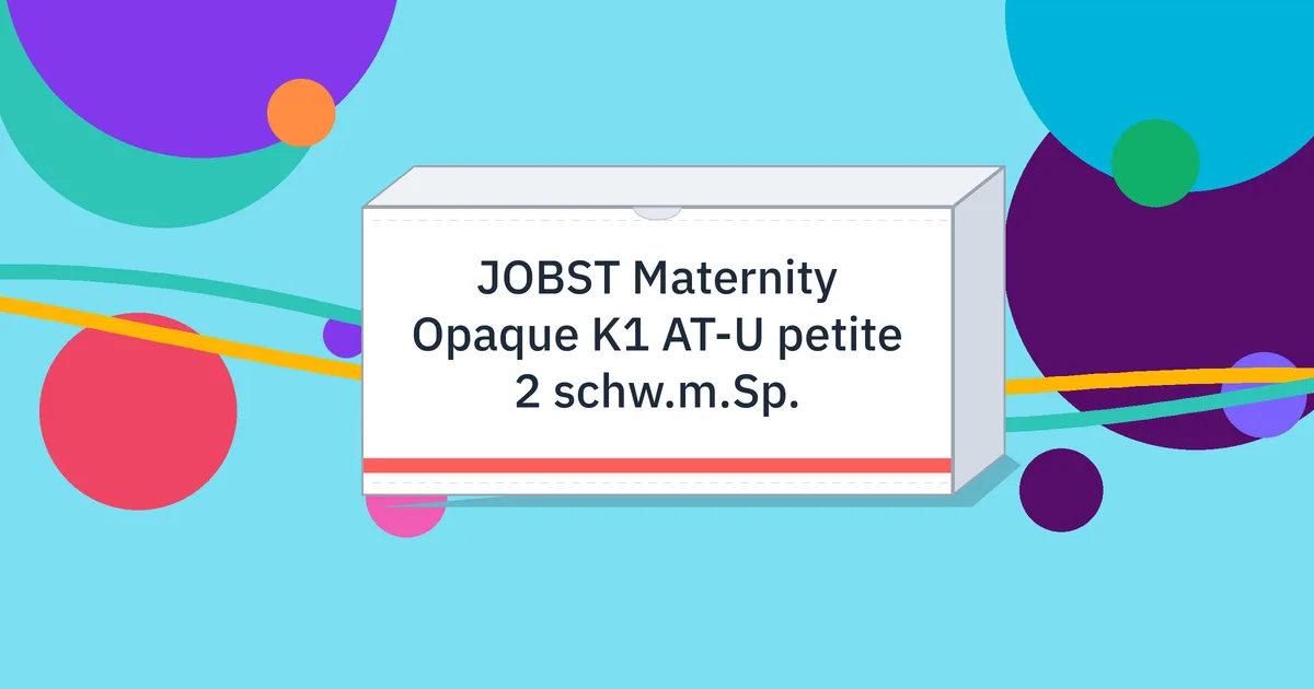 Symbolbild: Packung mit der Aufschrift JOBST Maternity Opaque K1 AT-U petite 2 schw.m.Sp. (PZN 15853056) – Verfügbarkeit und Bezug in Apotheken in Frankfurt am Main
