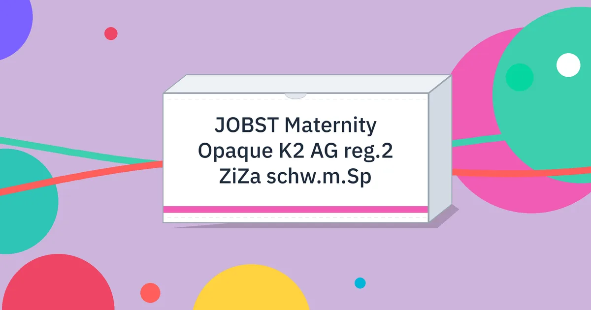 Symbolbild: Packung mit der Aufschrift JOBST Maternity Opaque K2 AG reg.2 ZiZa schw.m.Sp (PZN 15853464) – Verfügbarkeit und Bezug in Apotheken in Frankfurt am Main