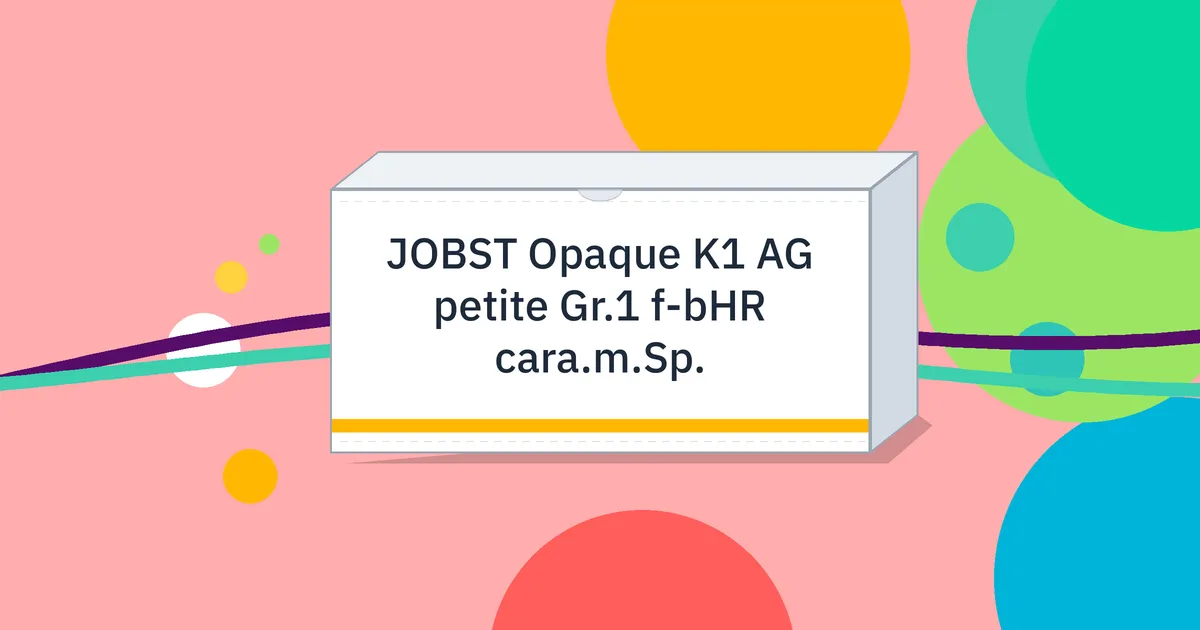 Symbolbild: Packung mit der Aufschrift JOBST Opaque K1 AG petite Gr.1 f-bHR cara.m.Sp. (PZN 13083476) – Verfügbarkeit und Bezug in Apotheken in Frankfurt am Main
