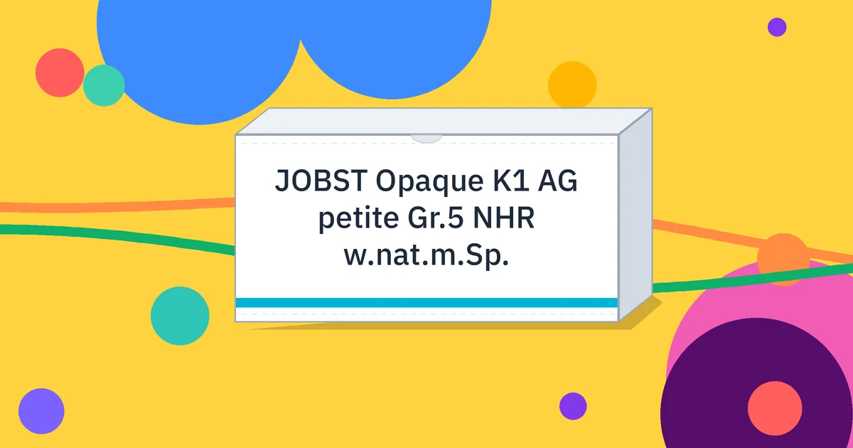 Symbolbild: Packung mit der Aufschrift JOBST Opaque K1 AG petite Gr.5 NHR w.nat.m.Sp. (PZN 13085073) – Verfügbarkeit und Bezug in Apotheken in Frankfurt am Main