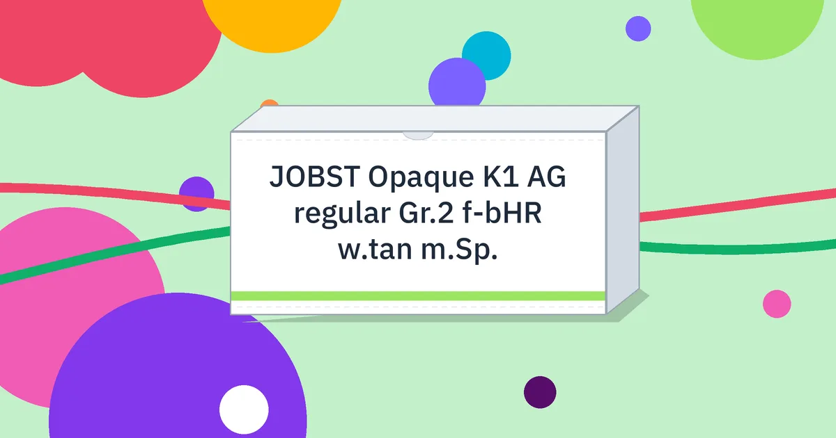 Symbolbild: Packung mit der Aufschrift JOBST Opaque K1 AG regular Gr.2 f-bHR w.tan m.Sp. (PZN 16266496) – Verfügbarkeit und Bezug in Apotheken in Frankfurt am Main