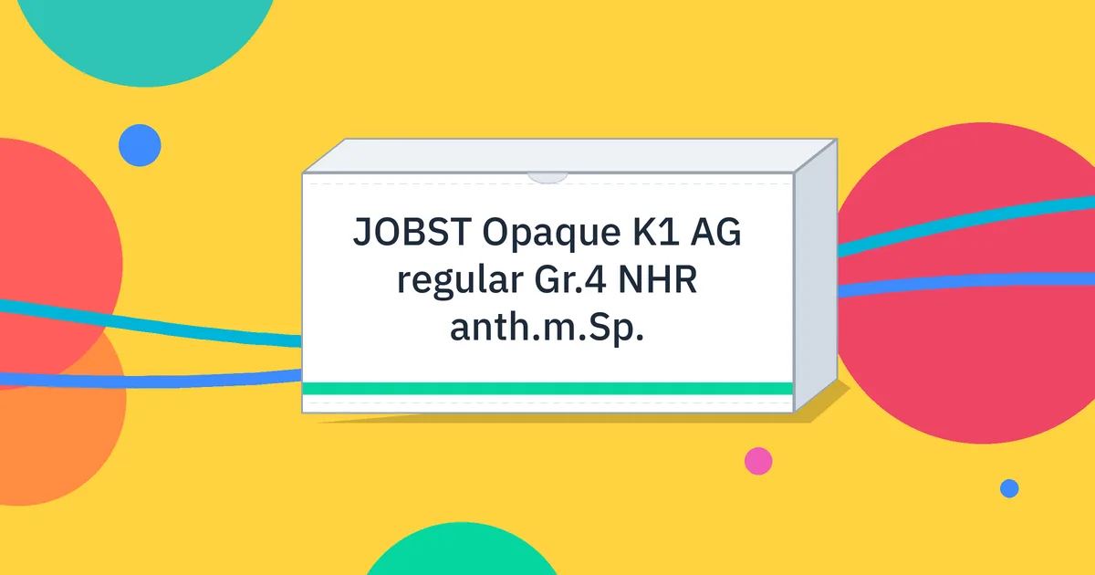 Symbolbild: Packung mit der Aufschrift JOBST Opaque K1 AG regular Gr.4 NHR anth.m.Sp. (PZN 16264770) – Verfügbarkeit und Bezug in Apotheken in Frankfurt am Main