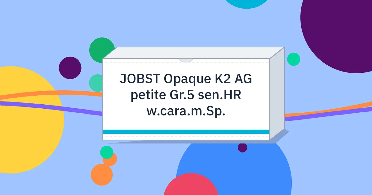 Symbolbild: Packung mit der Aufschrift JOBST Opaque K2 AG petite Gr.5 sen.HR w.cara.m.Sp. (PZN 11256903) – Verfügbarkeit und Bezug in Apotheken in Frankfurt am Main