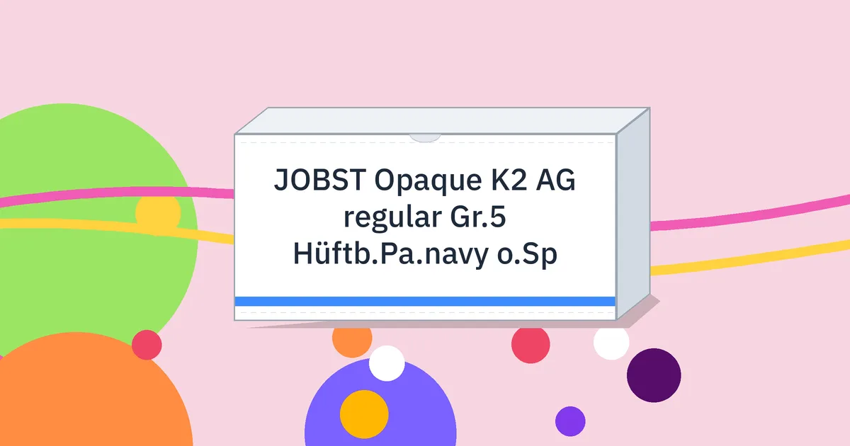Symbolbild: Packung mit der Aufschrift JOBST Opaque K2 AG regular Gr.5 Hüftb.Pa.navy o.Sp (PZN 13116922) – Verfügbarkeit und Bezug in Apotheken in Frankfurt am Main
