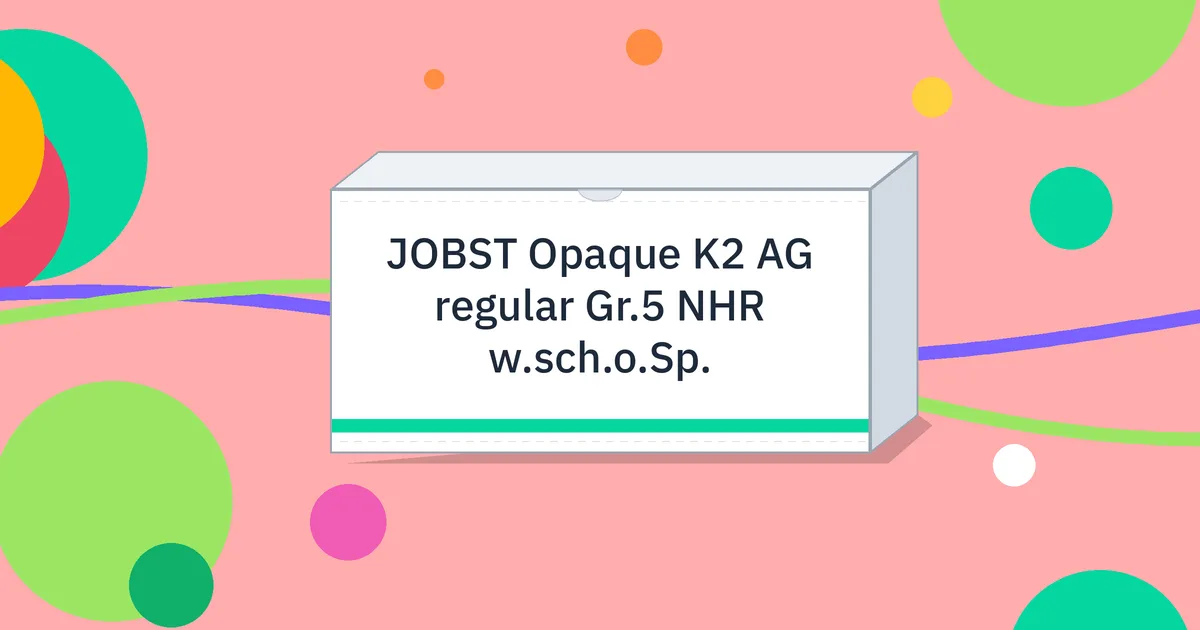Symbolbild: Packung mit der Aufschrift JOBST Opaque K2 AG regular Gr.5 NHR w.sch.o.Sp. (PZN 11254206) – Verfügbarkeit und Bezug in Apotheken in Frankfurt am Main