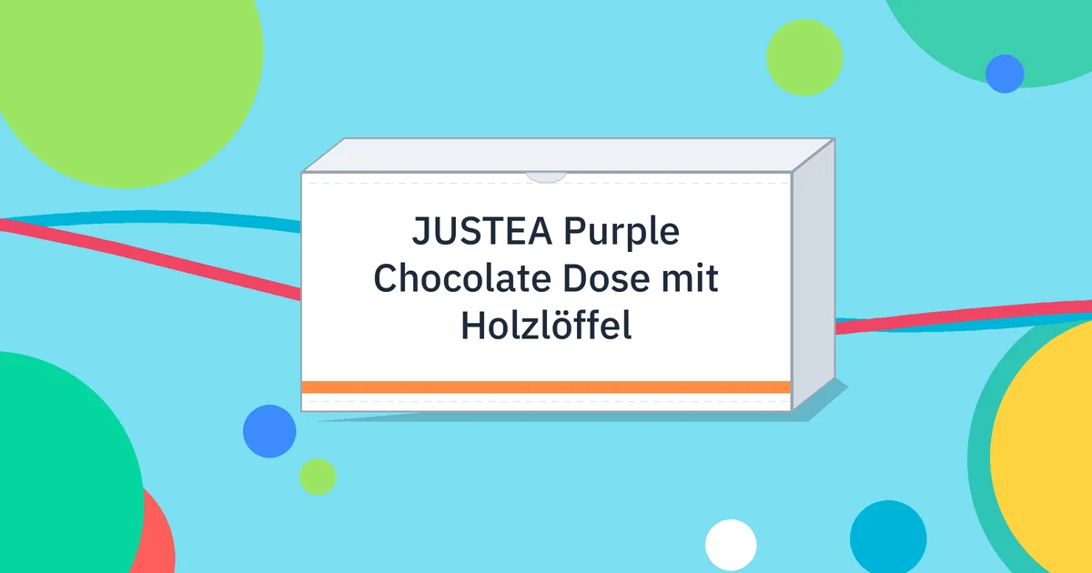 Symbolbild: Packung mit der Aufschrift JUSTEA Purple Chocolate Dose mit Holzlöffel (PZN 15419621) – Verfügbarkeit und Bezug in Apotheken in Frankfurt am Main