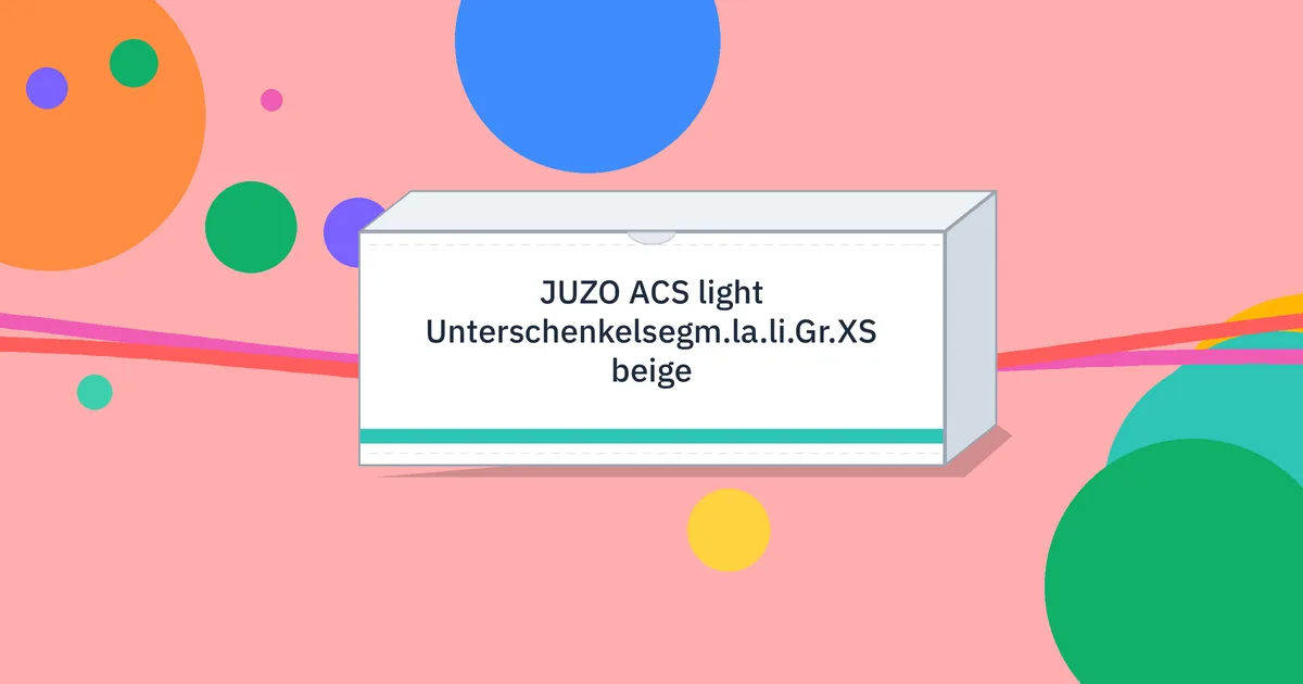 Symbolbild: Packung mit der Aufschrift JUZO ACS light Unterschenkelsegm.la.li.Gr.XS beige (PZN 13885514) – Verfügbarkeit und Bezug in Apotheken in Frankfurt am Main