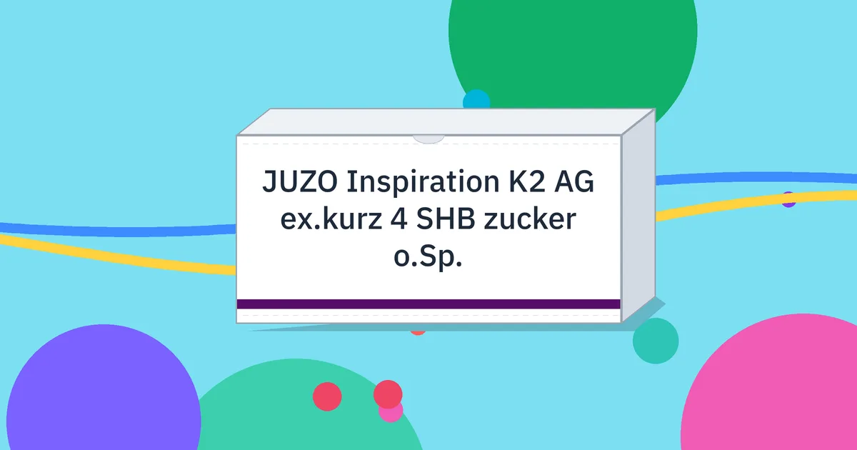 Symbolbild: Packung mit der Aufschrift JUZO Inspiration K2 AG ex.kurz 4 SHB zucker o.Sp. (PZN 14964196) – Verfügbarkeit und Bezug in Apotheken in Frankfurt am Main