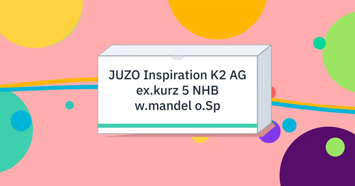 Symbolbild: Packung mit der Aufschrift JUZO Inspiration K2 AG ex.kurz 5 NHB w.mandel o.Sp (PZN 14964500) – Verfügbarkeit und Bezug in Apotheken in Frankfurt am Main