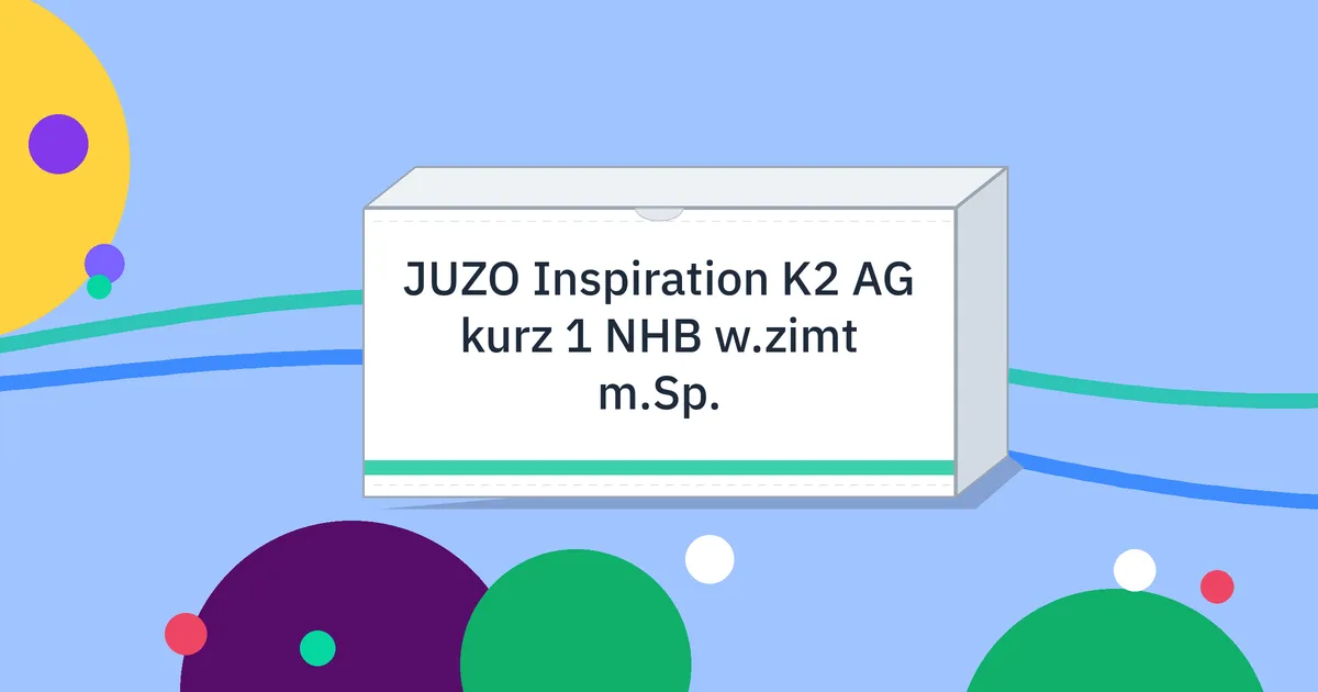 Symbolbild: Packung mit der Aufschrift JUZO Inspiration K2 AG kurz 1 NHB w.zimt m.Sp. (PZN 14947499) – Verfügbarkeit und Bezug in Apotheken in Frankfurt am Main