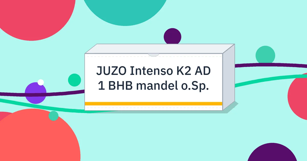 Symbolbild: Packung mit der Aufschrift JUZO Intenso K2 AD 1 BHB mandel o.Sp. (PZN 18623960) – Verfügbarkeit und Bezug in Apotheken in Frankfurt am Main
