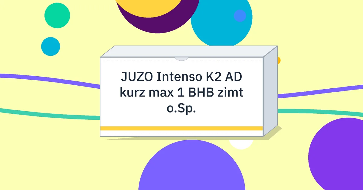 Symbolbild: Packung mit der Aufschrift JUZO Intenso K2 AD kurz max 1 BHB zimt o.Sp. (PZN 18626088) – Verfügbarkeit und Bezug in Apotheken in Frankfurt am Main