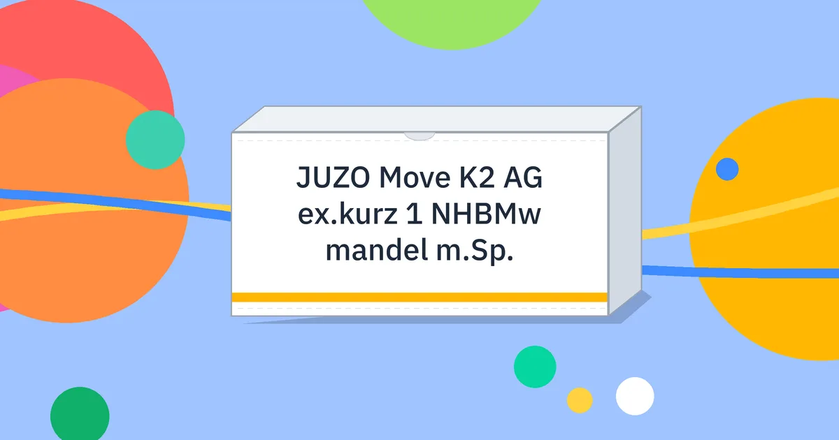 Symbolbild: Packung mit der Aufschrift JUZO Move K2 AG ex.kurz 1 NHBMw mandel m.Sp. (PZN 16644395) – Verfügbarkeit und Bezug in Apotheken in Frankfurt am Main