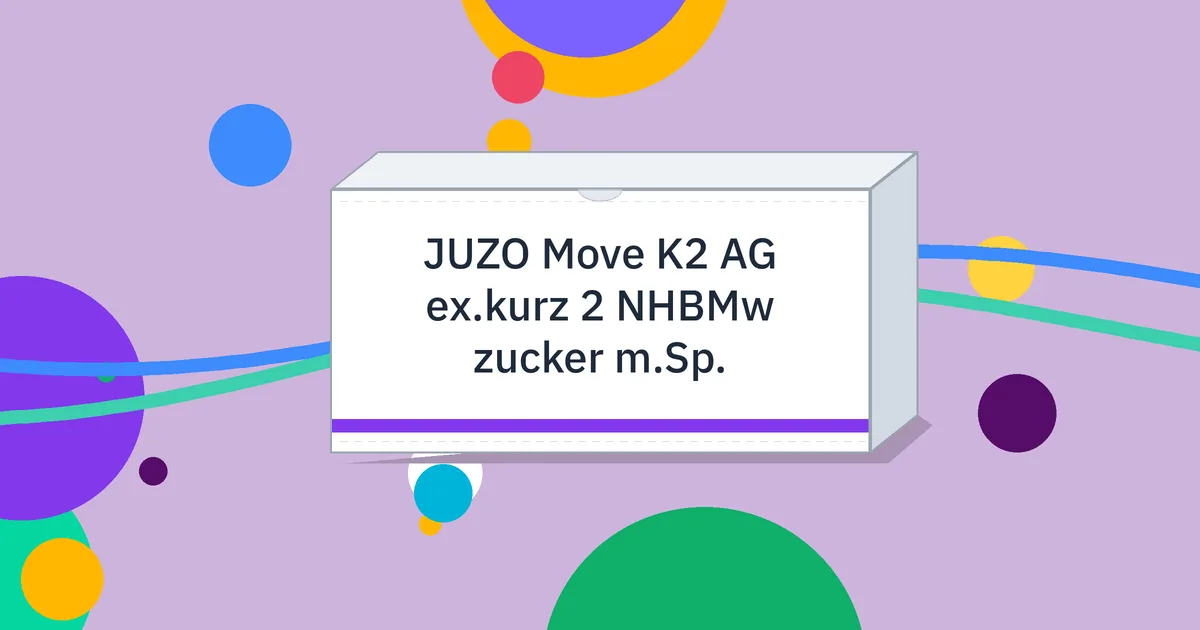 Symbolbild: Packung mit der Aufschrift JUZO Move K2 AG ex.kurz 2 NHBMw zucker m.Sp. (PZN 18531330) – Verfügbarkeit und Bezug in Apotheken in Frankfurt am Main