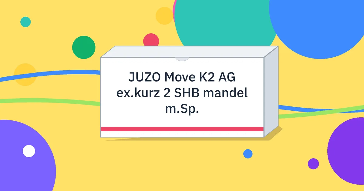 Symbolbild: Packung mit der Aufschrift JUZO Move K2 AG ex.kurz 2 SHB mandel m.Sp. (PZN 16651426) – Verfügbarkeit und Bezug in Apotheken in Frankfurt am Main
