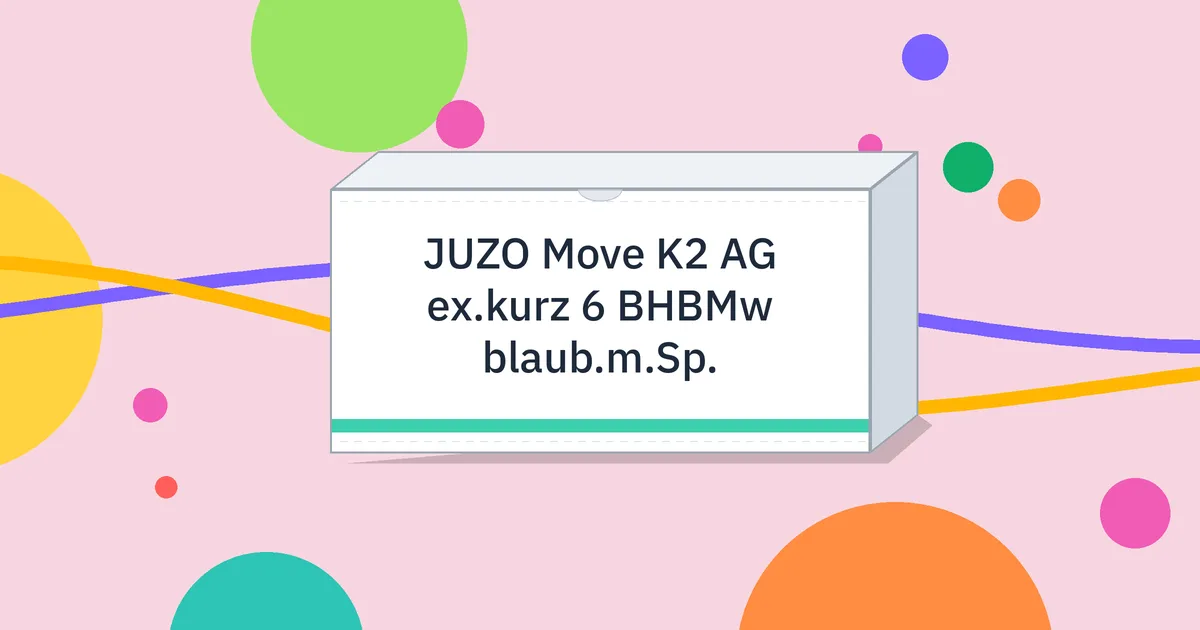 Symbolbild: Packung mit der Aufschrift JUZO Move K2 AG ex.kurz 6 BHBMw blaub.m.Sp. (PZN 18564370) – Verfügbarkeit und Bezug in Apotheken in Frankfurt am Main