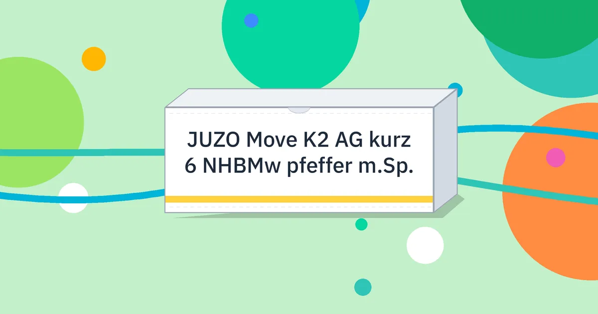 Symbolbild: Packung mit der Aufschrift JUZO Move K2 AG kurz 6 NHBMw pfeffer m.Sp. (PZN 16644231) – Verfügbarkeit und Bezug in Apotheken in Frankfurt am Main