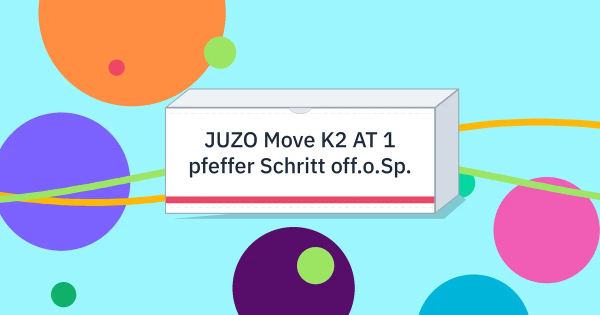 Symbolbild: Packung mit der Aufschrift JUZO Move K2 AT 1 pfeffer Schritt off.o.Sp. (PZN 20669544) – Verfügbarkeit und Bezug in Apotheken in Frankfurt am Main