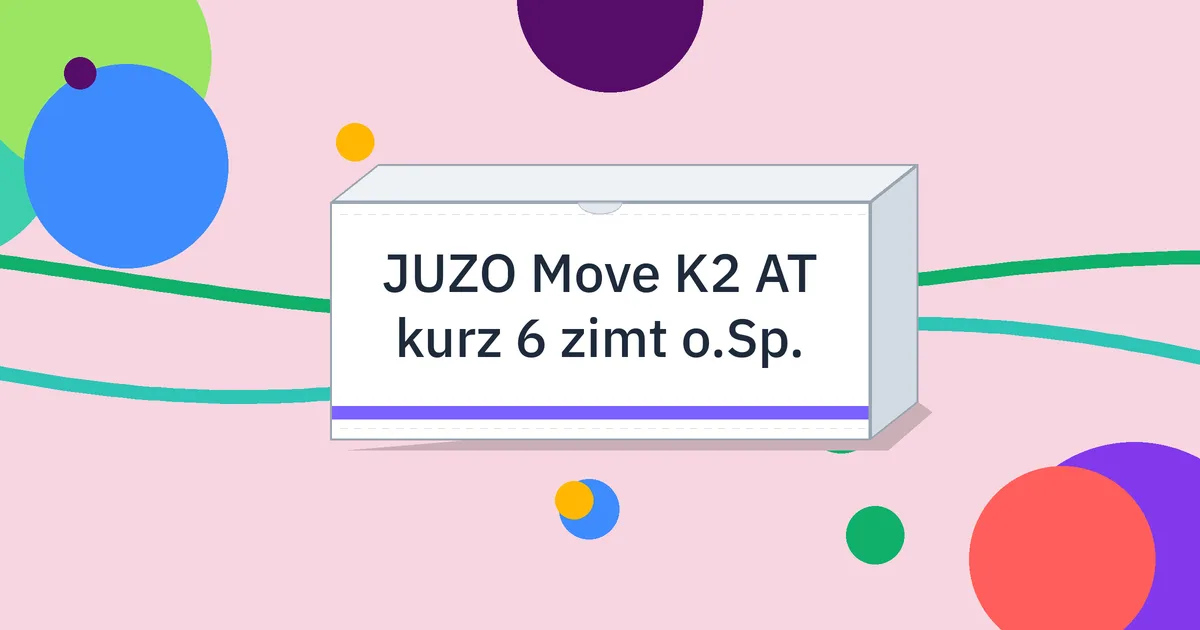 Symbolbild: Packung mit der Aufschrift JUZO Move K2 AT kurz 6 zimt o.Sp. (PZN 20675361) – Verfügbarkeit und Bezug in Apotheken in Frankfurt am Main