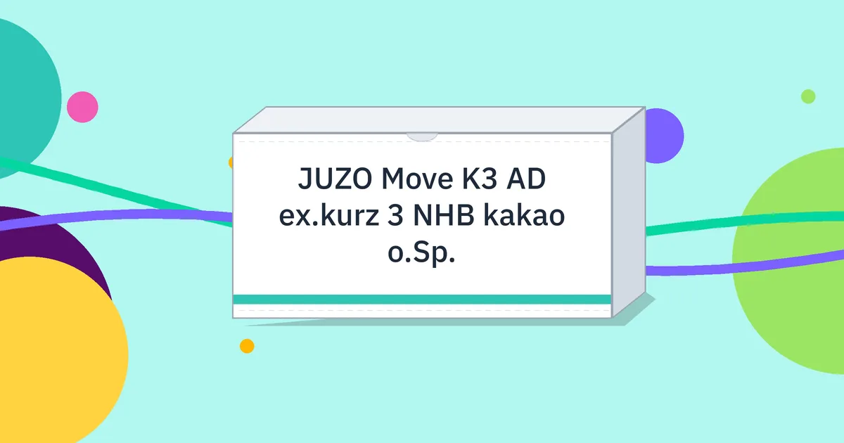 Symbolbild: Packung mit der Aufschrift JUZO Move K3 AD ex.kurz 3 NHB kakao o.Sp. (PZN 18574144) – Verfügbarkeit und Bezug in Apotheken in Frankfurt am Main