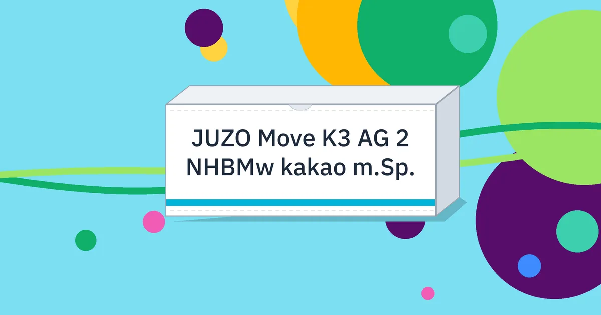 Symbolbild: Packung mit der Aufschrift JUZO Move K3 AG 2 NHBMw kakao m.Sp. (PZN 18586880) – Verfügbarkeit und Bezug in Apotheken in Frankfurt am Main