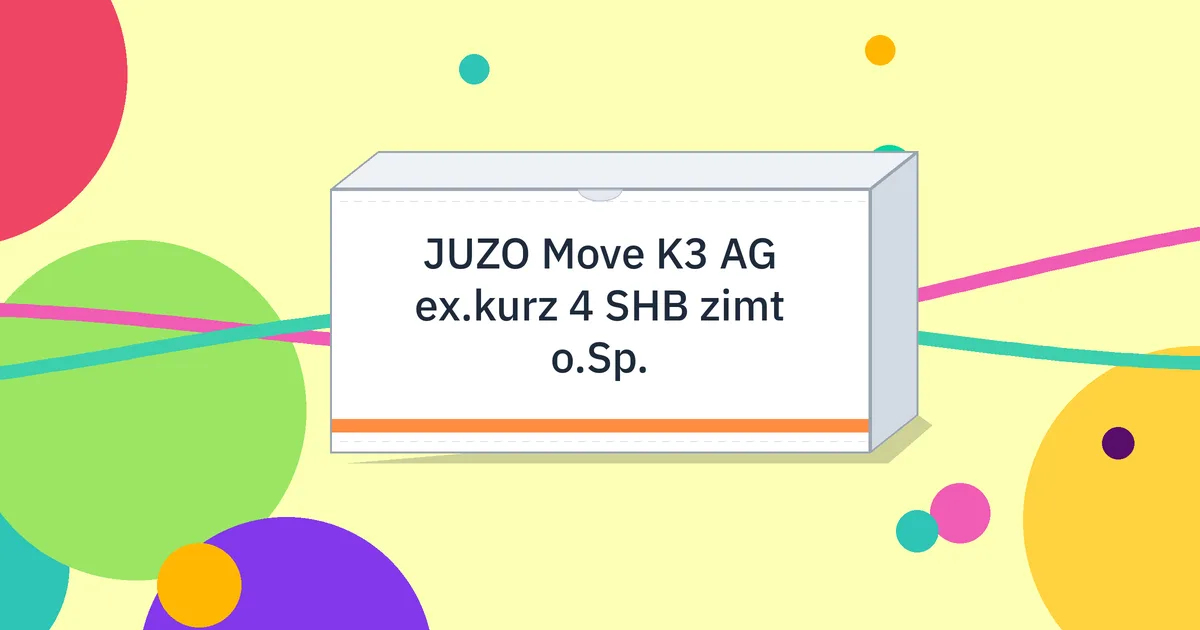 Symbolbild: Packung mit der Aufschrift JUZO Move K3 AG ex.kurz 4 SHB zimt o.Sp. (PZN 18585337) – Verfügbarkeit und Bezug in Apotheken in Frankfurt am Main