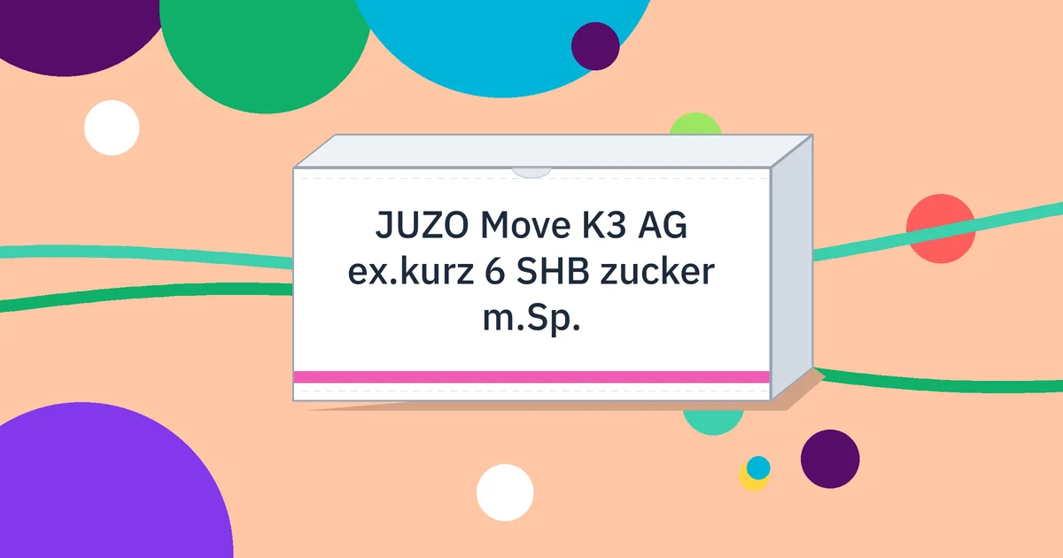Symbolbild: Packung mit der Aufschrift JUZO Move K3 AG ex.kurz 6 SHB zucker m.Sp. (PZN 18583278) – Verfügbarkeit und Bezug in Apotheken in Frankfurt am Main