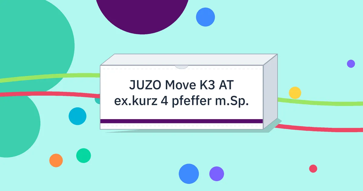 Symbolbild: Packung mit der Aufschrift JUZO Move K3 AT ex.kurz 4 pfeffer m.Sp. (PZN 20679867) – Verfügbarkeit und Bezug in Apotheken in Frankfurt am Main