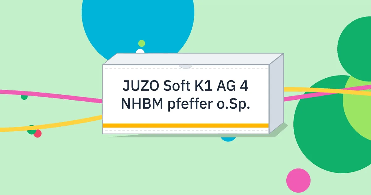 Symbolbild: Packung mit der Aufschrift JUZO Soft K1 AG 4 NHBM pfeffer o.Sp. (PZN 14995848) – Verfügbarkeit und Bezug in Apotheken in Frankfurt am Main