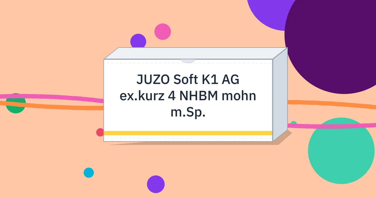 Symbolbild: Packung mit der Aufschrift JUZO Soft K1 AG ex.kurz 4 NHBM mohn m.Sp. (PZN 15017615) – Verfügbarkeit und Bezug in Apotheken in Frankfurt am Main