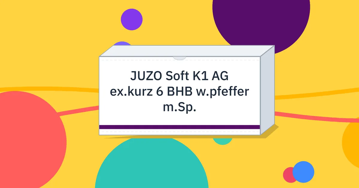 Symbolbild: Packung mit der Aufschrift JUZO Soft K1 AG ex.kurz 6 BHB w.pfeffer m.Sp. (PZN 14839278) – Verfügbarkeit und Bezug in Apotheken in Frankfurt am Main