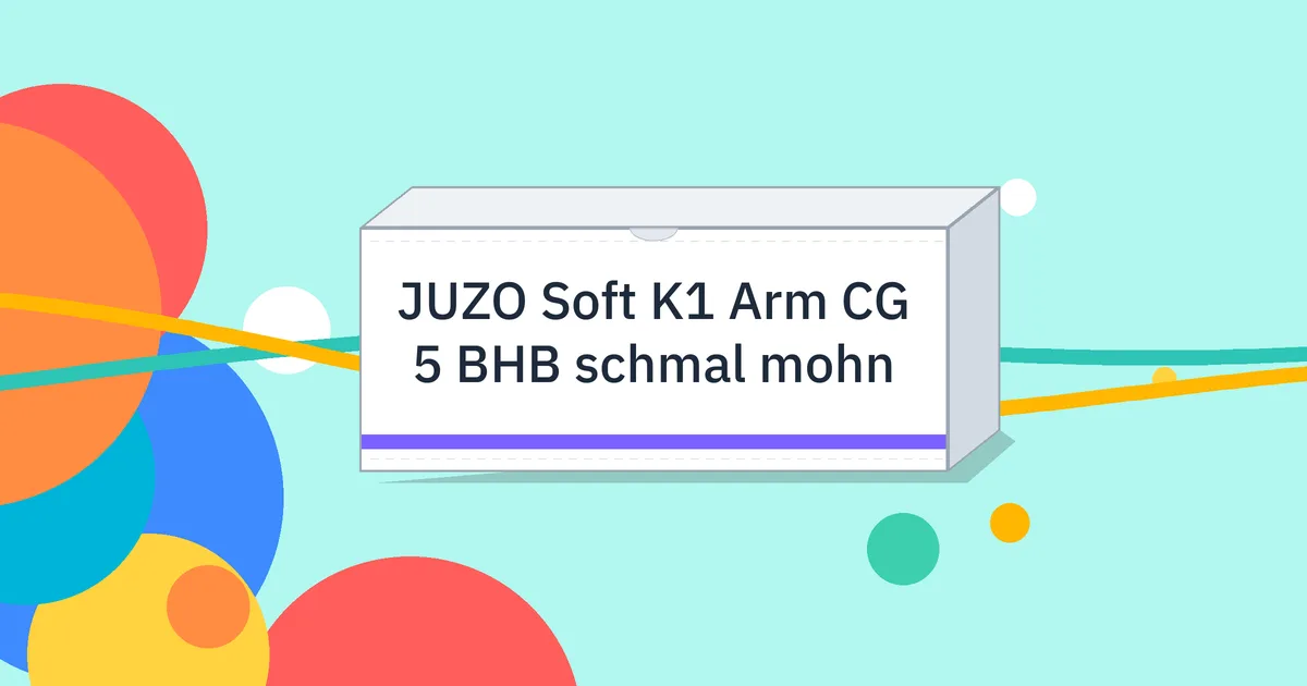 Symbolbild: Packung mit der Aufschrift JUZO Soft K1 Arm CG 5 BHB schmal mohn (PZN 15507963) – Verfügbarkeit und Bezug in Apotheken in Frankfurt am Main