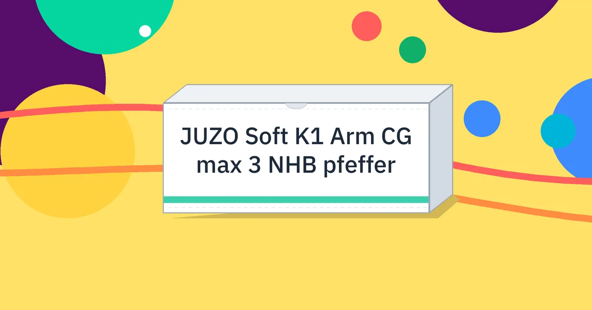 Symbolbild: Packung mit der Aufschrift JUZO Soft K1 Arm CG max 3 NHB pfeffer (PZN 15508738) – Verfügbarkeit und Bezug in Apotheken in Frankfurt am Main