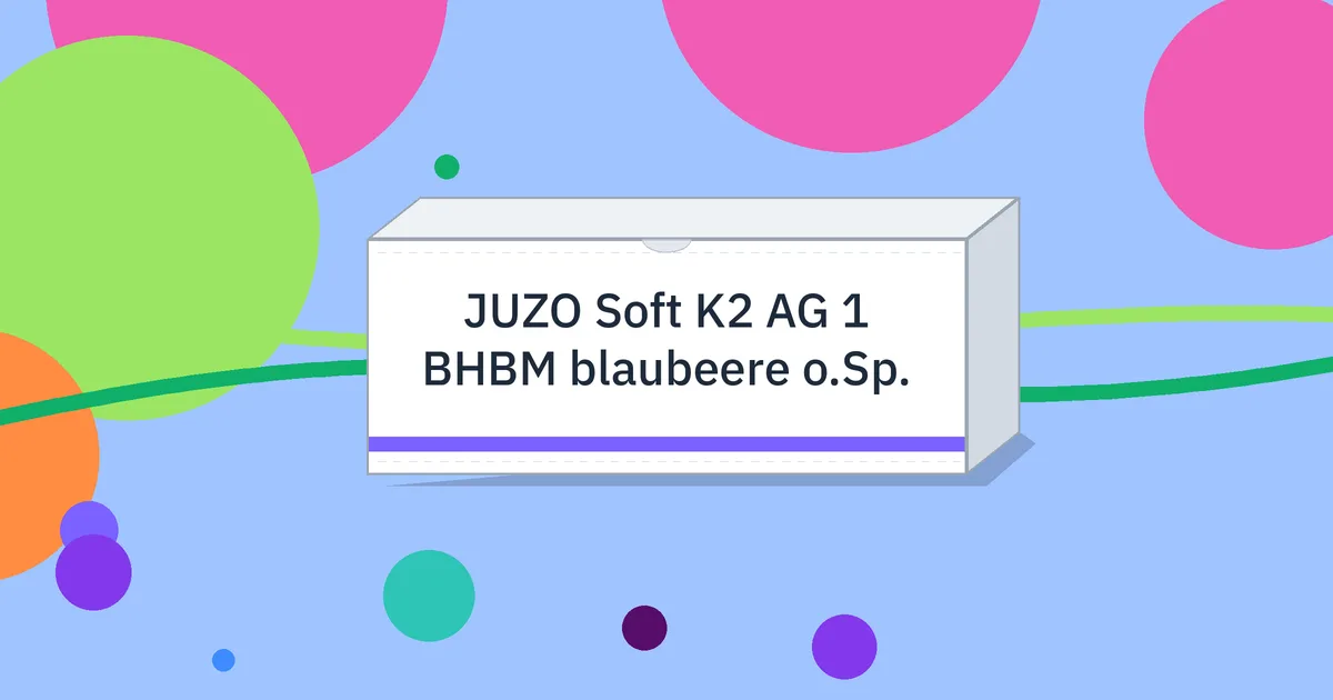 Symbolbild: Packung mit der Aufschrift JUZO Soft K2 AG 1 BHBM blaubeere o.Sp. (PZN 14861007) – Verfügbarkeit und Bezug in Apotheken in Frankfurt am Main
