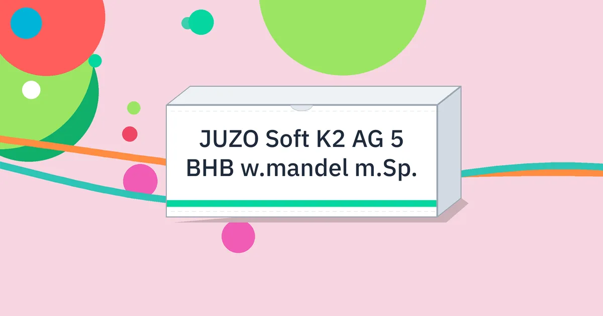 Symbolbild: Packung mit der Aufschrift JUZO Soft K2 AG 5 BHB w.mandel m.Sp. (PZN 14840962) – Verfügbarkeit und Bezug in Apotheken in Frankfurt am Main