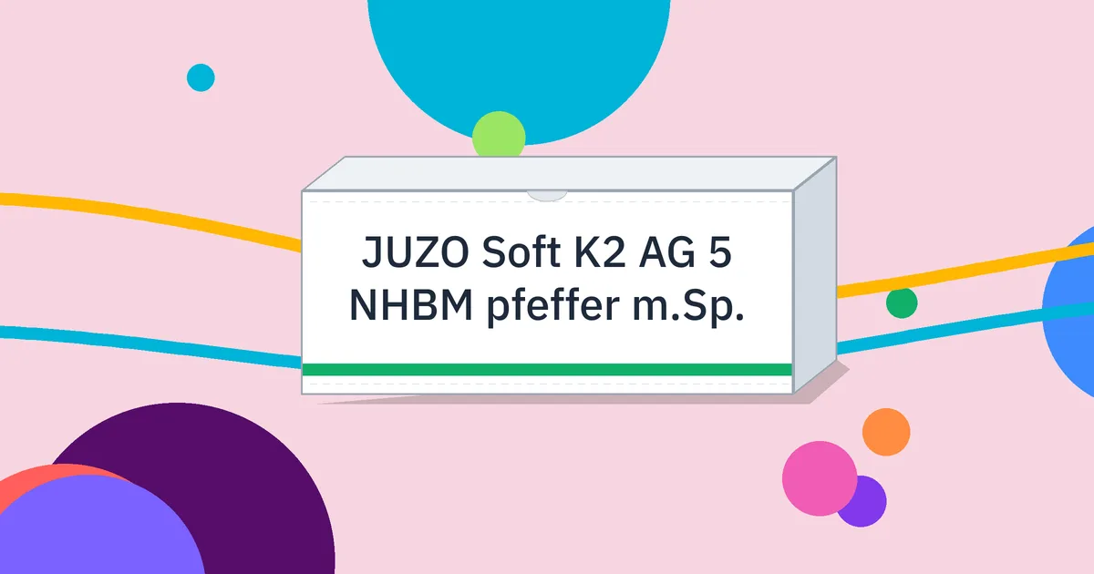 Symbolbild: Packung mit der Aufschrift JUZO Soft K2 AG 5 NHBM pfeffer m.Sp. (PZN 14997936) – Verfügbarkeit und Bezug in Apotheken in Frankfurt am Main