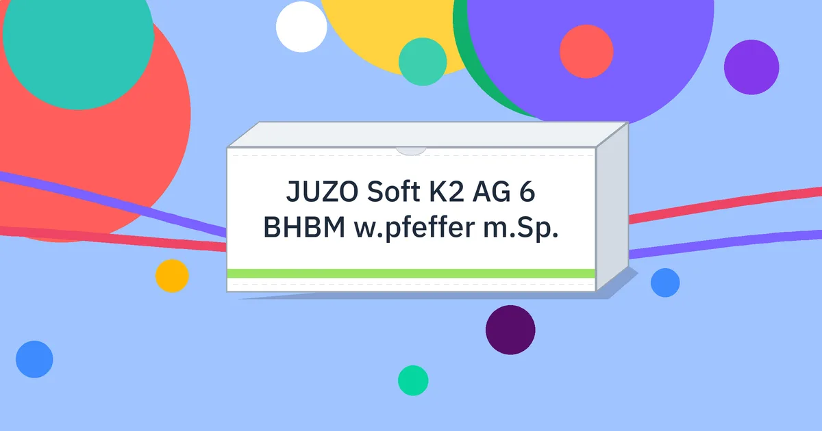Symbolbild: Packung mit der Aufschrift JUZO Soft K2 AG 6 BHBM w.pfeffer m.Sp. (PZN 14866714) – Verfügbarkeit und Bezug in Apotheken in Frankfurt am Main