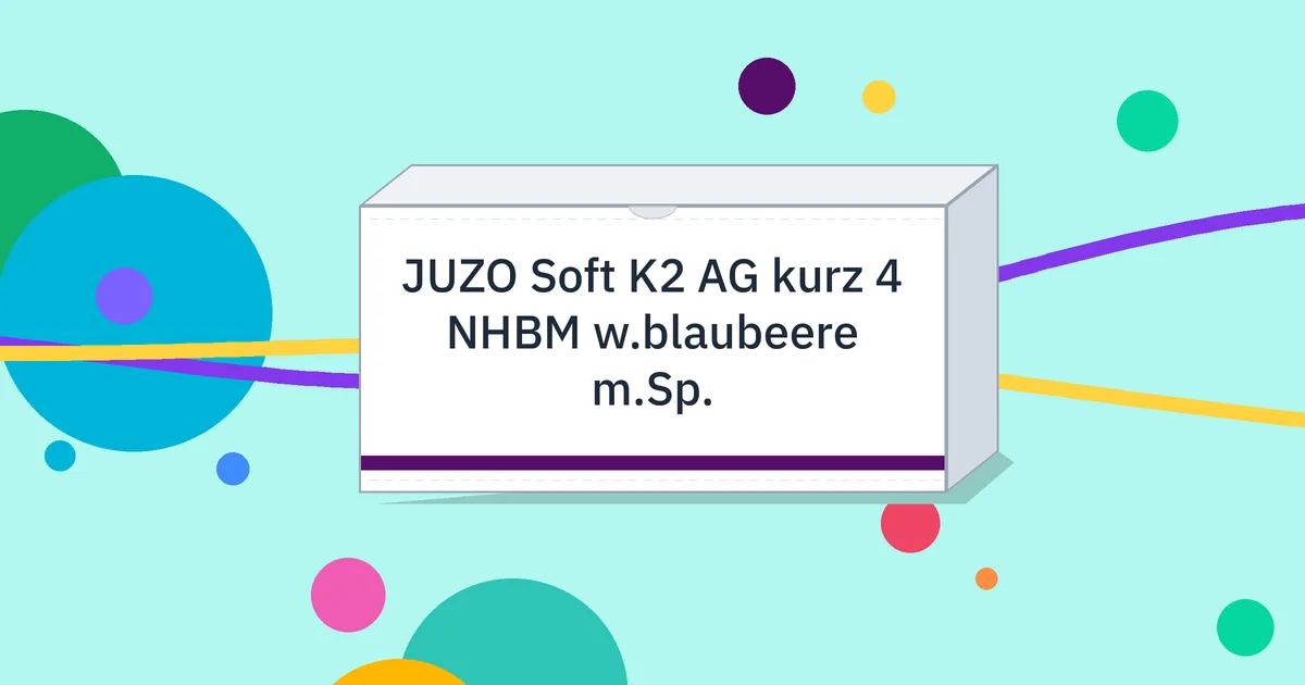 Symbolbild: Packung mit der Aufschrift JUZO Soft K2 AG kurz 4 NHBM w.blaubeere m.Sp. (PZN 15020439) – Verfügbarkeit und Bezug in Apotheken in Frankfurt am Main