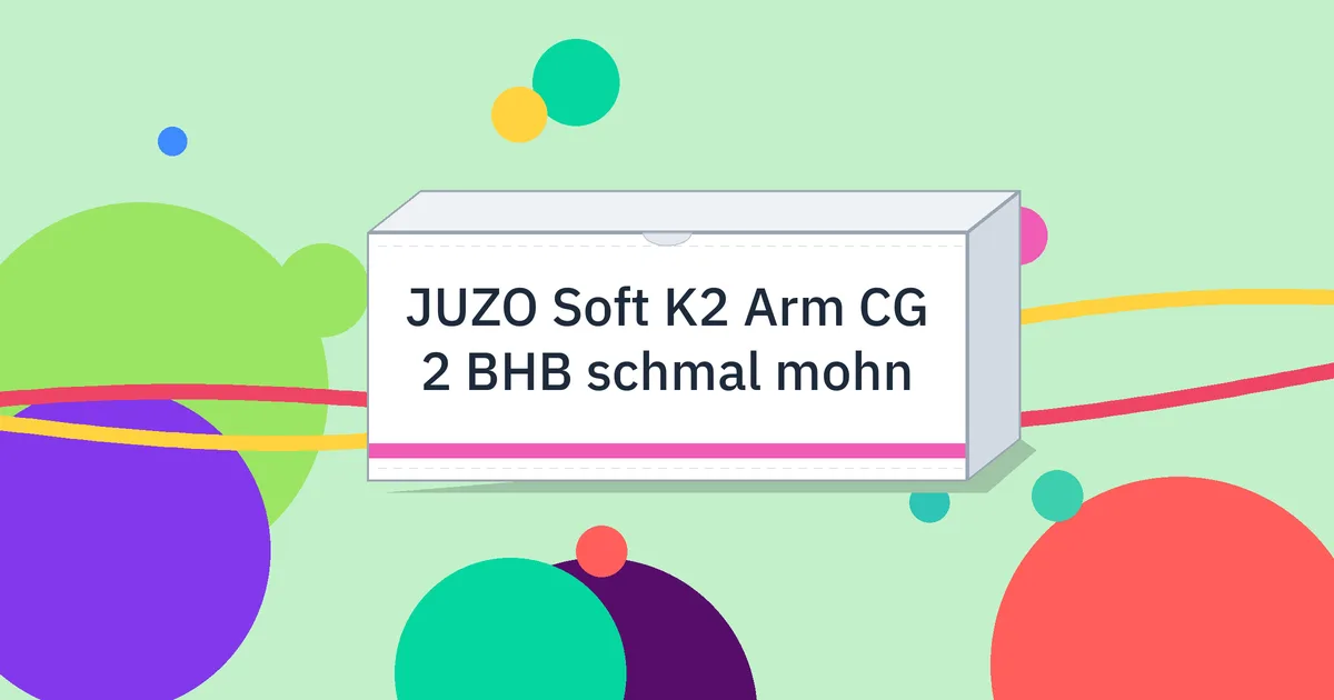 Symbolbild: Packung mit der Aufschrift JUZO Soft K2 Arm CG 2 BHB schmal mohn (PZN 15511692) – Verfügbarkeit und Bezug in Apotheken in Frankfurt am Main
