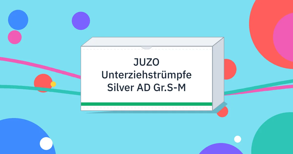 Symbolbild: Packung mit der Aufschrift JUZO Unterziehstrümpfe Silver AD Gr.S-M (PZN 10553757) – Verfügbarkeit und Bezug in Apotheken in Frankfurt am Main