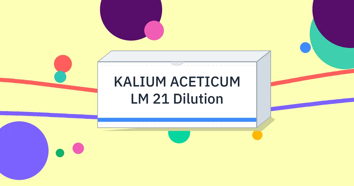 Symbolbild: Packung mit der Aufschrift KALIUM ACETICUM LM 21 Dilution (PZN 12916690) – Verfügbarkeit und Bezug in Apotheken in Frankfurt am Main