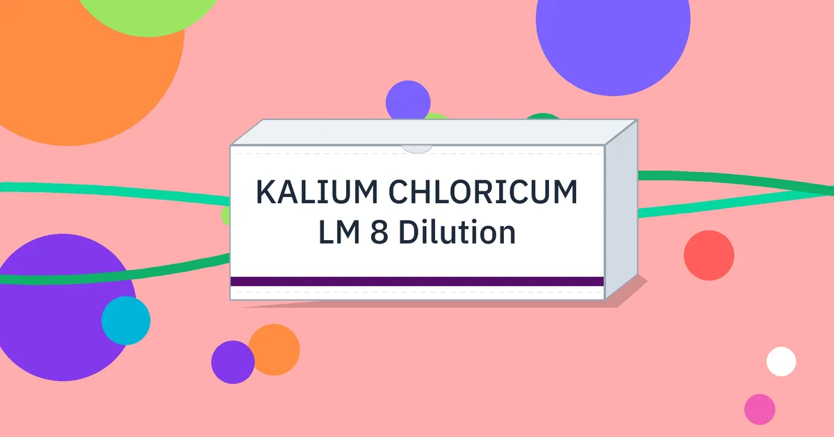 Symbolbild: Packung mit der Aufschrift KALIUM CHLORICUM LM 8 Dilution (PZN 12918654) – Verfügbarkeit und Bezug in Apotheken in Frankfurt am Main