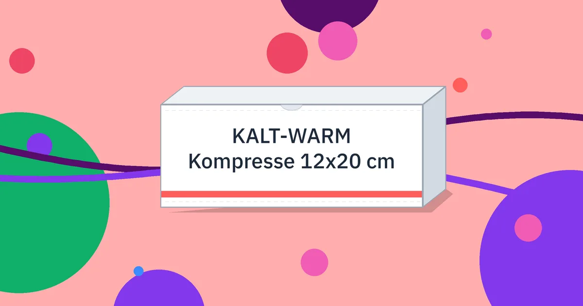 Symbolbild: Packung mit der Aufschrift KALT-WARM Kompresse 12x20 cm (PZN 15249751) – Verfügbarkeit und Bezug in Apotheken in Frankfurt am Main