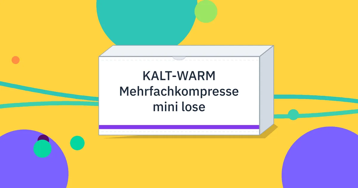 Symbolbild: Packung mit der Aufschrift KALT-WARM Mehrfachkompresse mini lose (PZN 10107041) – Verfügbarkeit und Bezug in Apotheken in Frankfurt am Main